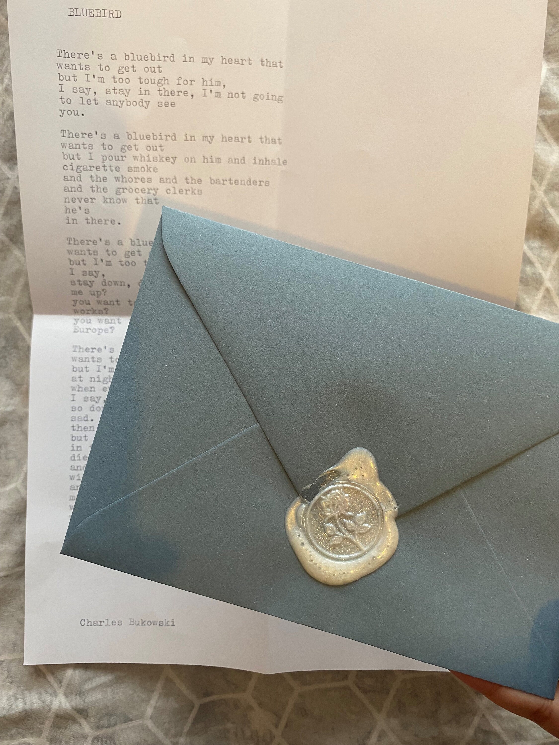 Personalised Typewritten Letter - Powder Blue Envelope - Etsy