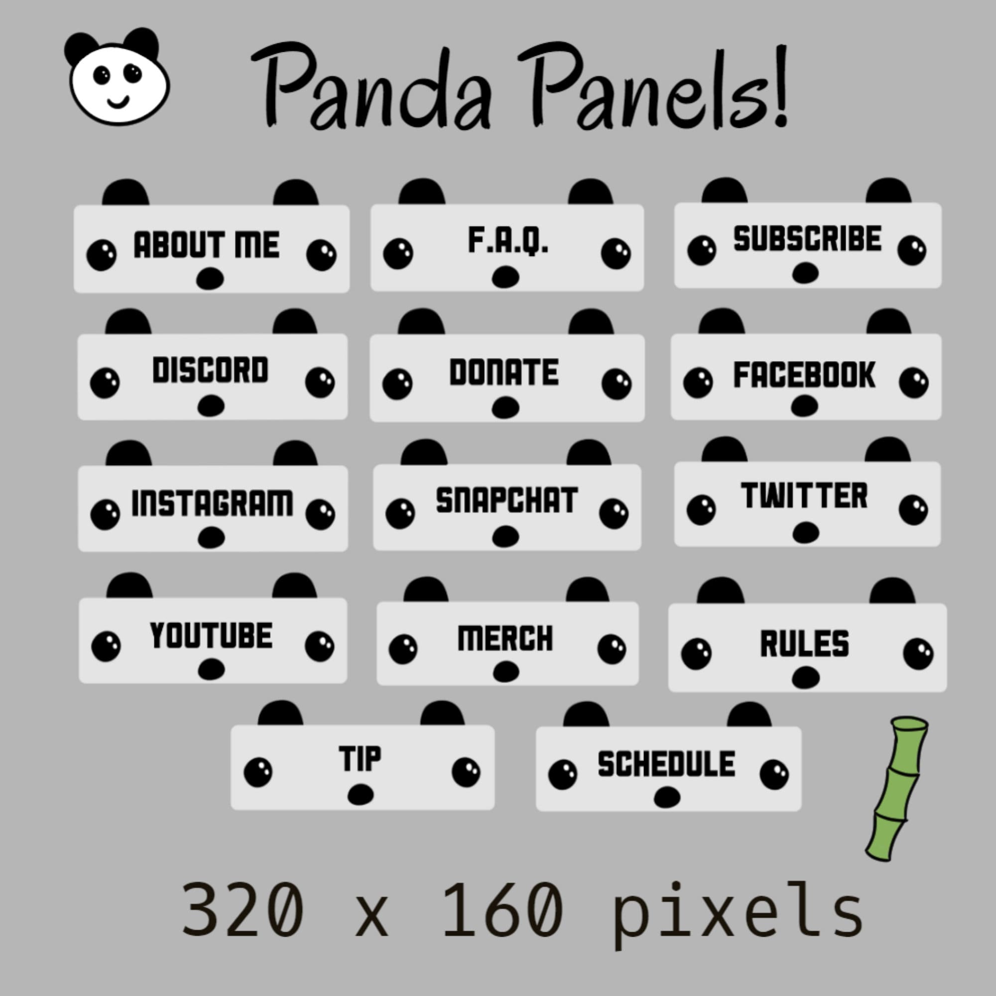 Panda Cute Twitch Panels - 15 Panels, Video Game Streamer, Streaming ...