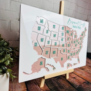 Custom Acrylic Sales Tracker Map: Small Business Office Decor - Etsy