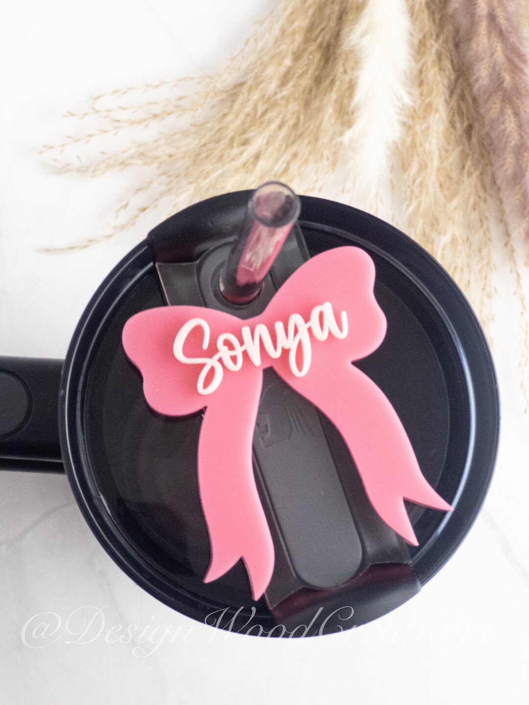 Bow Stanley Topper, Personalized Stanley Topper, Bow Name Tag, Acrylic ...