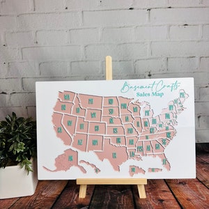 Custom Acrylic Sales Tracker Map: Small Business Office Decor - Etsy