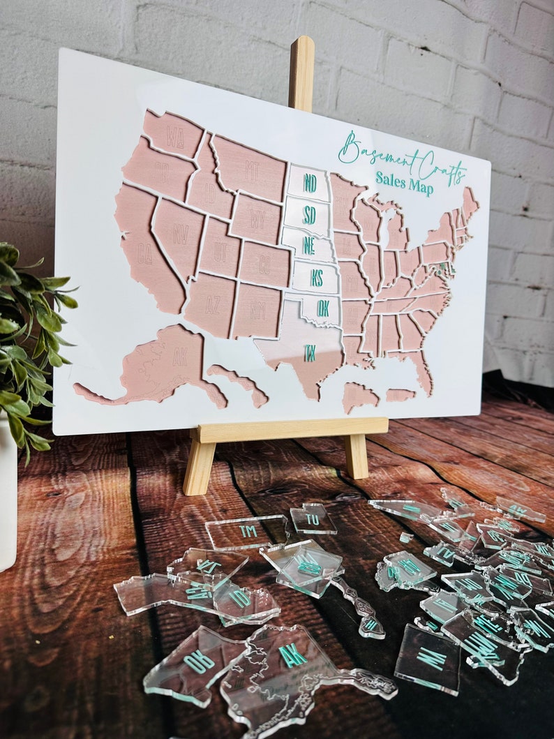 Custom Acrylic Sales Tracker Map: Small Business Office Decor - Etsy