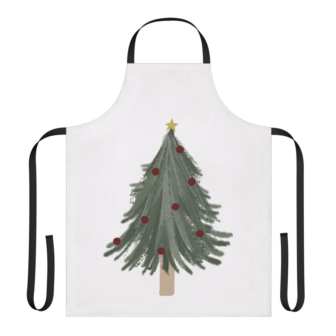 Christmas Tree Apron, Holiday Baking Gift, Stain-free Polyester Canvas ...