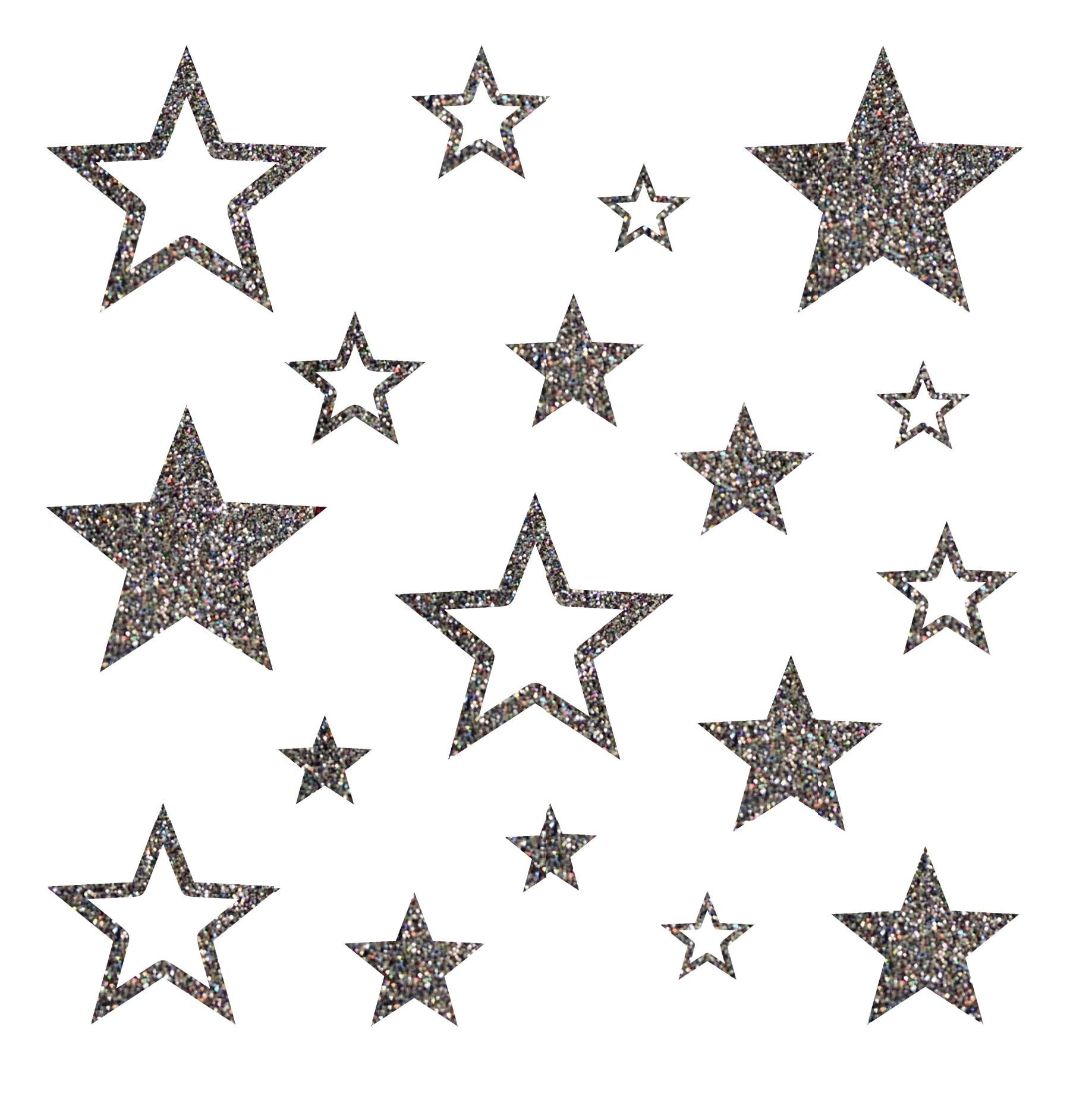 Glitter Iron-on Stars, Iron-on Stars, Pack of 18 on 5"x5" Sheet, DIY ...