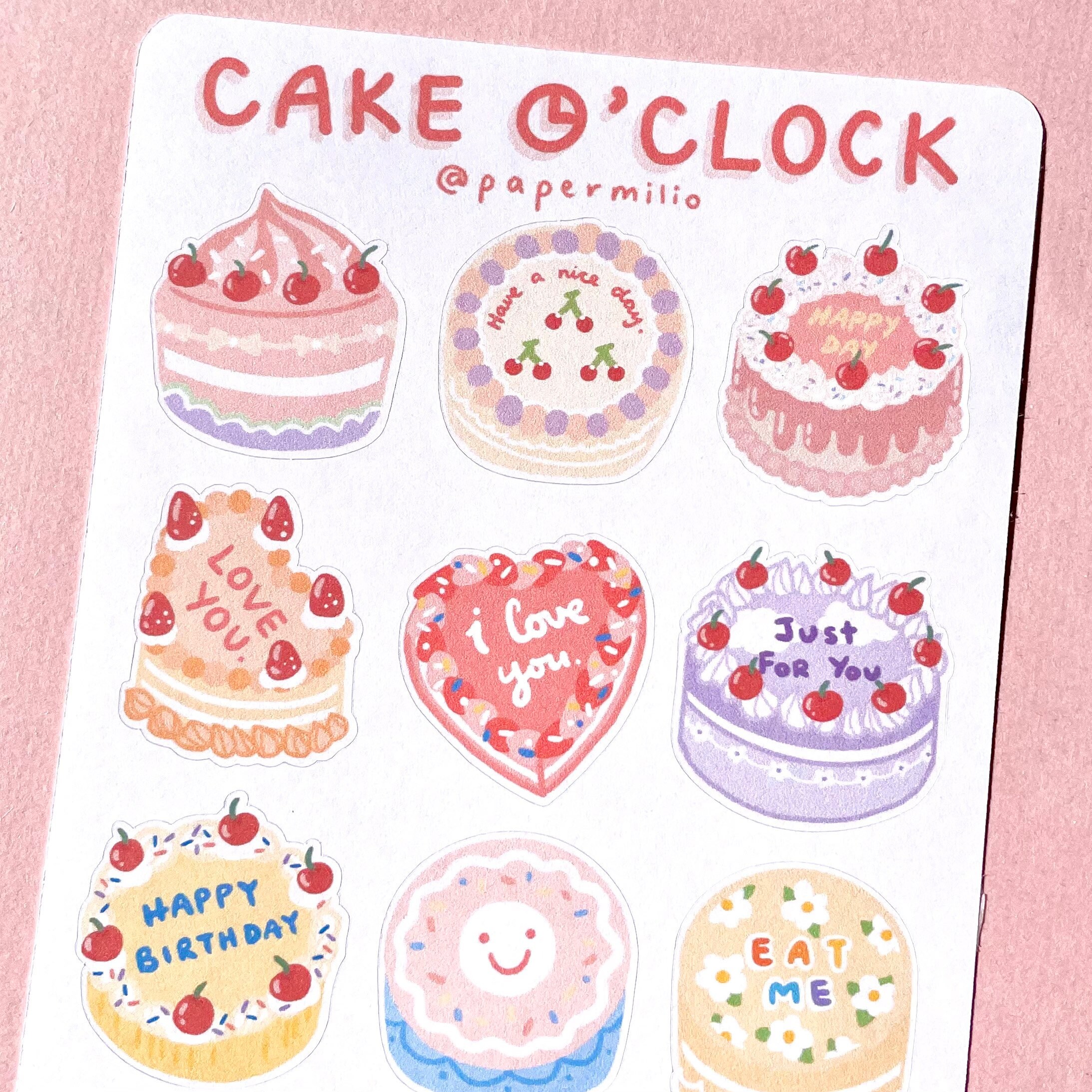 Craft Supplies & Tools Scrapbooking Cute Cake Matte Waterproof Sticker ...