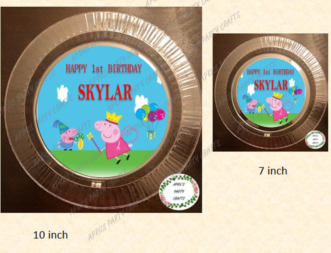 Peppa Pig Personalized Party Plates 6 Plates per Set - Etsy