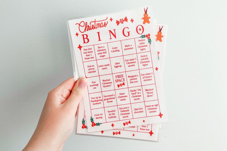 Christmas Bingo Cards | Party Bingo Sheets | Cute Christmas Bingo Game ...
