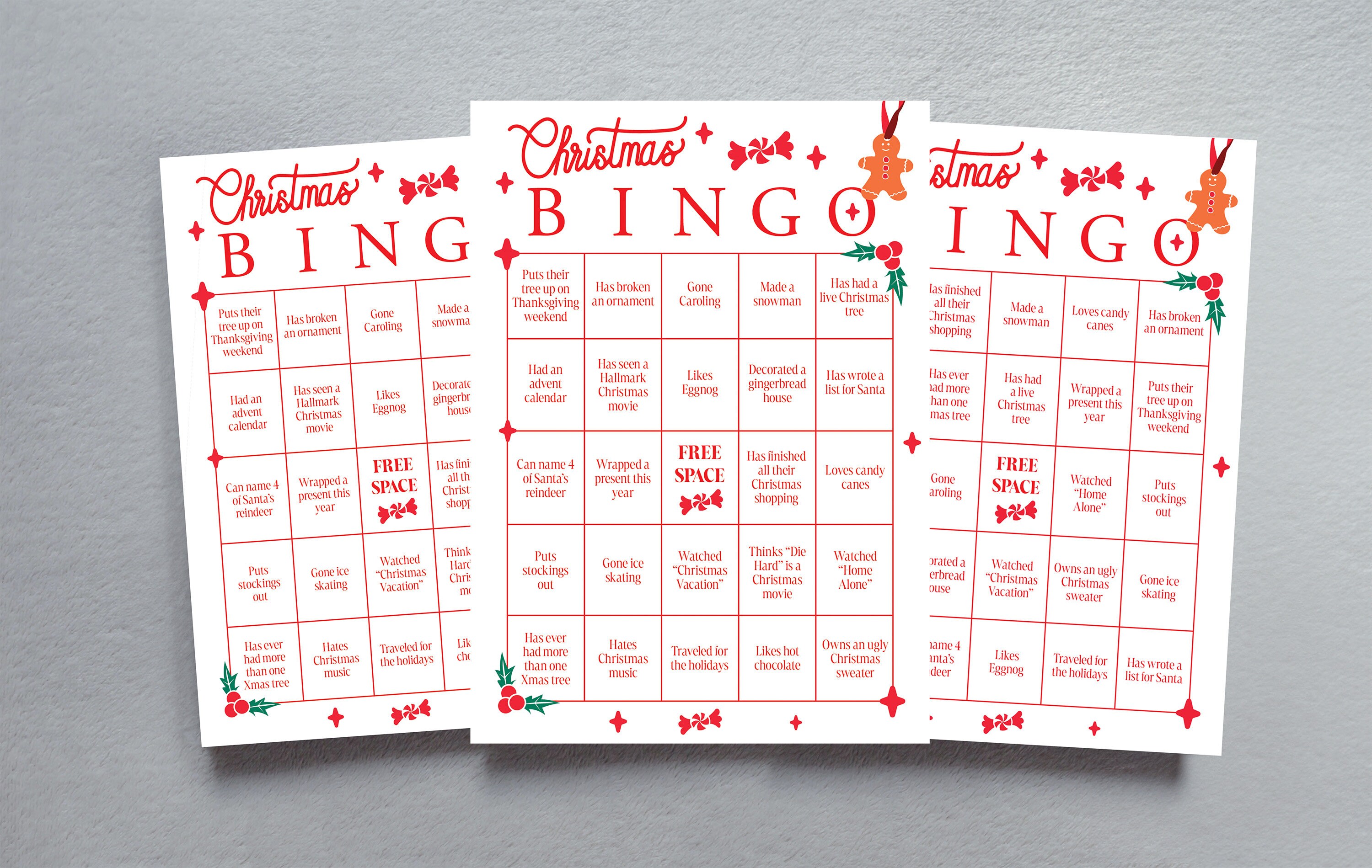 Christmas Bingo Cards | Party Bingo Sheets | Cute Christmas Bingo Game ...