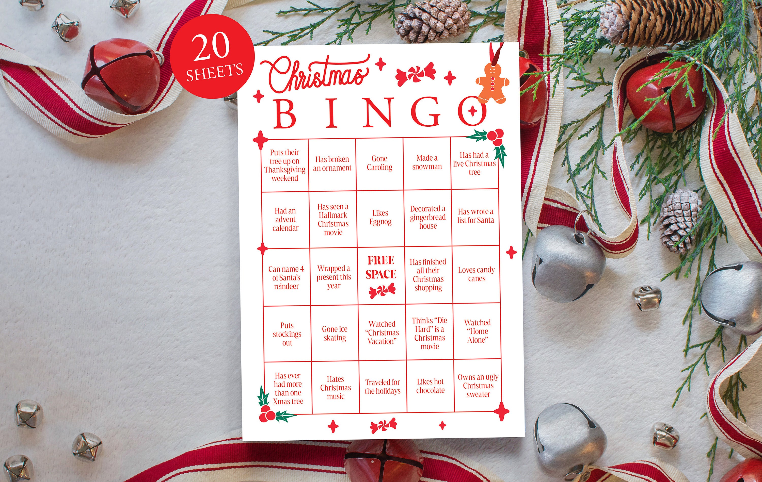 Christmas Bingo Cards | Party Bingo Sheets | Cute Christmas Bingo Game ...