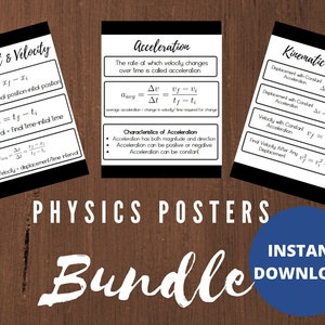 3 Physics Posters Bundle Set displacement Velocity - Etsy