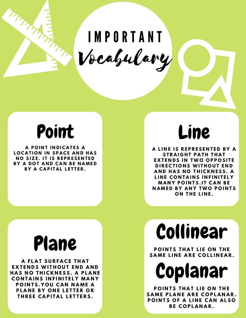 High School Geometry Basic Vocabulary and Postulates Notebook! - Etsy