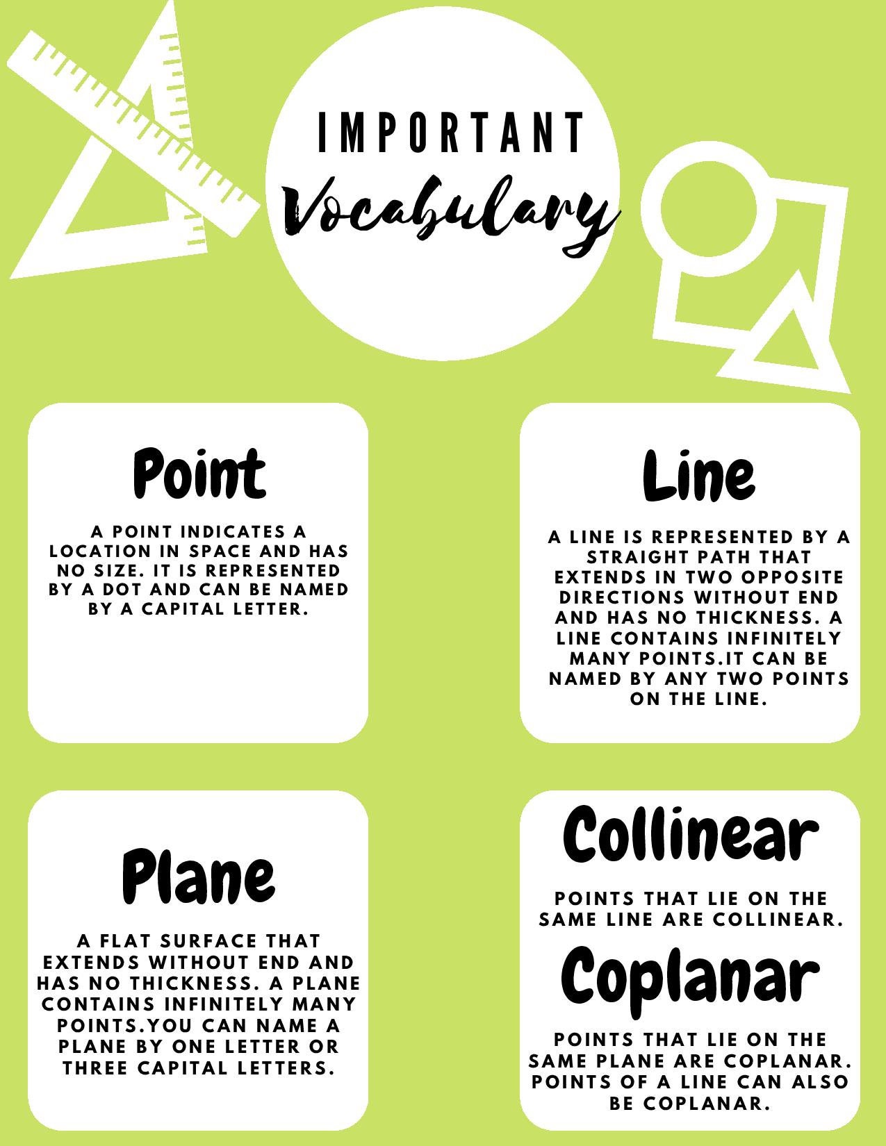 High School Geometry Basic Vocabulary and Postulates Notebook! - Etsy