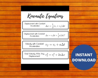 Acceleration Formulas Science, Physics, and Math Educational Classroom ...
