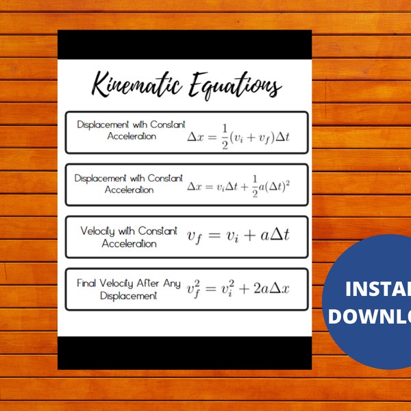 Kinematics Poster - Etsy
