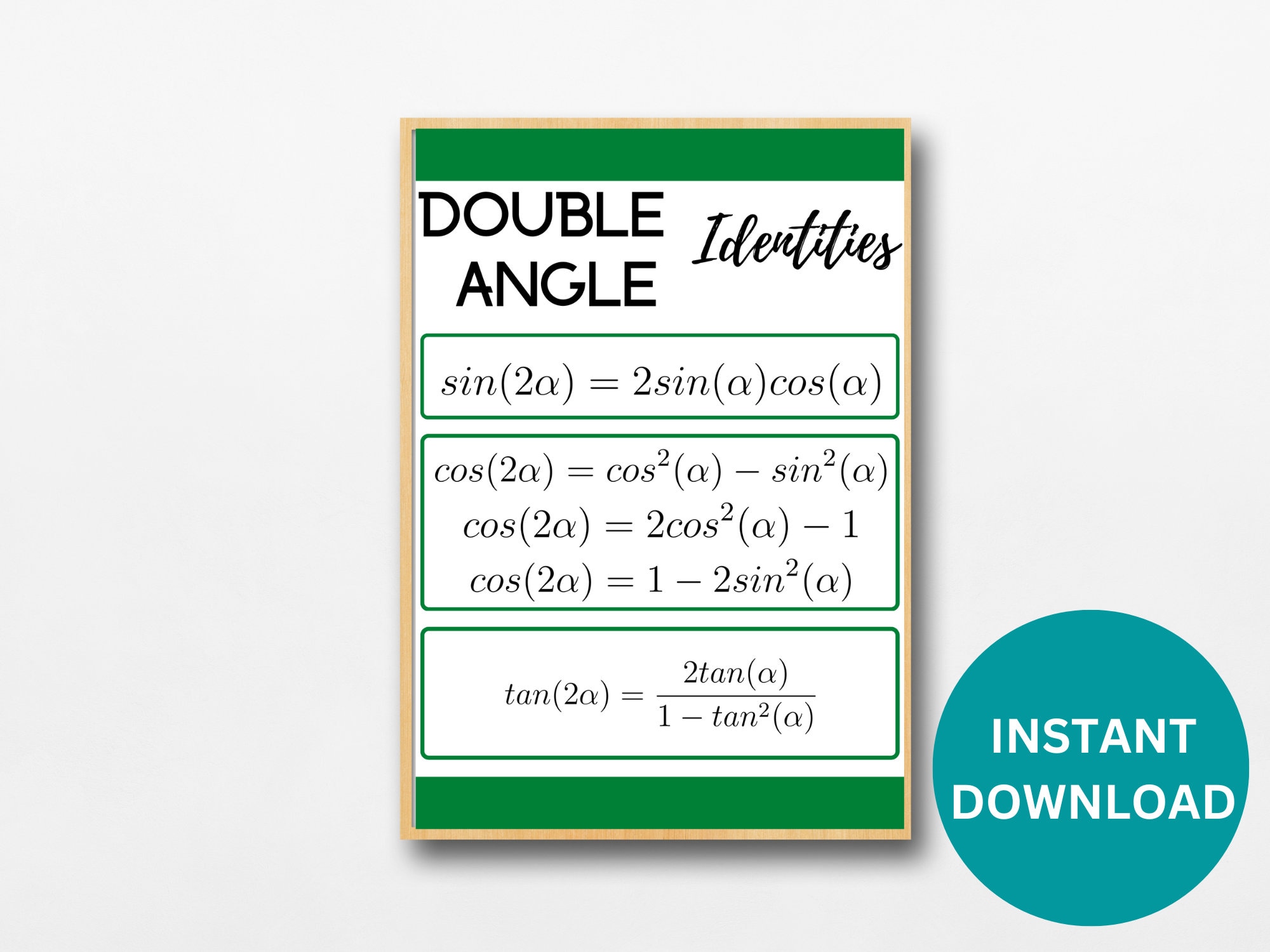 Trigonometry Formulas Bundle! Digital Poster Printables for Math ...