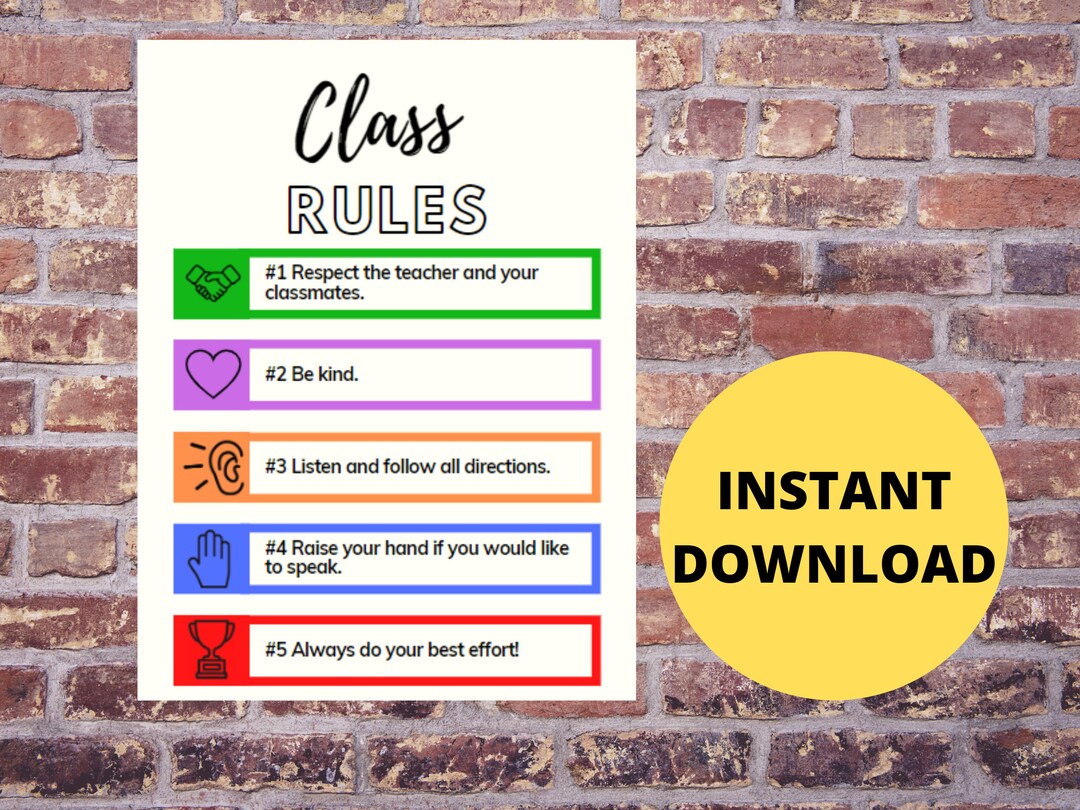 Class Rules and Expectations Poster Class Decor Digital Download ...
