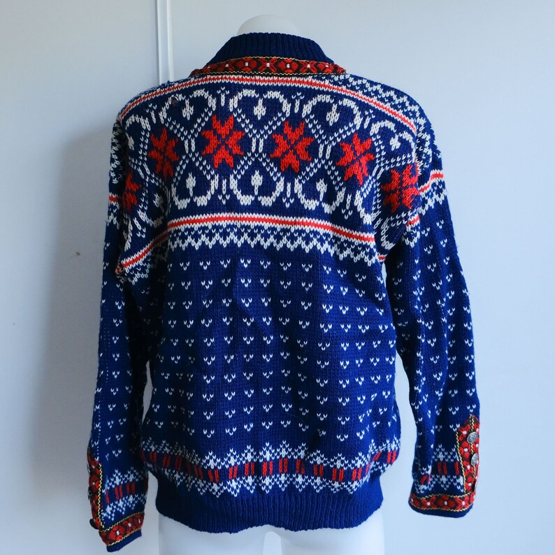 Vintage 80s Blue Norweigan 'gann' Wool Cardigan 8-12 - Etsy