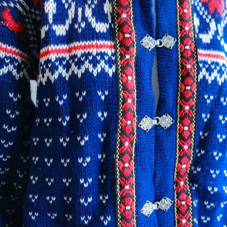 Vintage 80s Blue Norweigan 'gann' Wool Cardigan 8-12 - Etsy