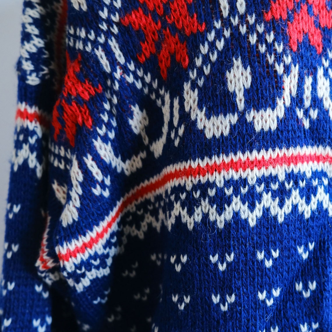 Vintage 80s Blue Norweigan 'gann' Wool Cardigan 8-12 - Etsy