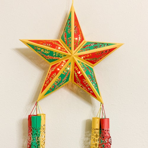 Lighted Filipino Christmas Parol Paneled 2ftx1ft Grn/red - Etsy