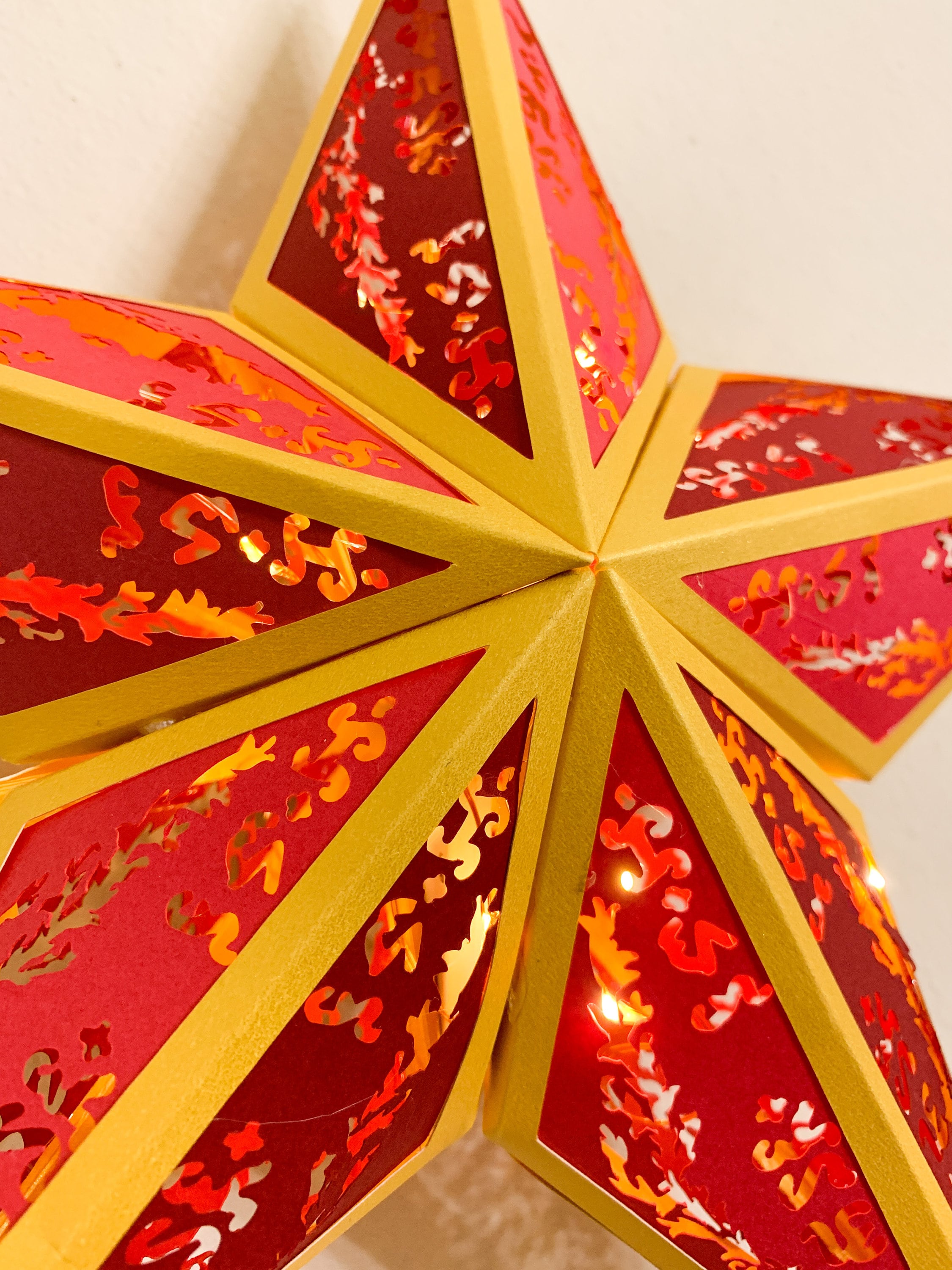 Lighted Filipino Christmas Parol Paneled 2ftx1ft Red/gold, Intricate ...