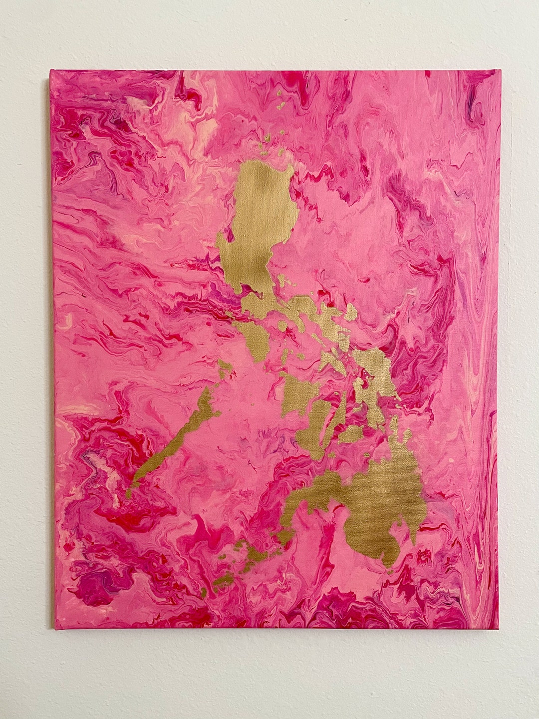 Dreamy Ocean, Golden Philippines Painting in Pink 2 [philippine Islands ...