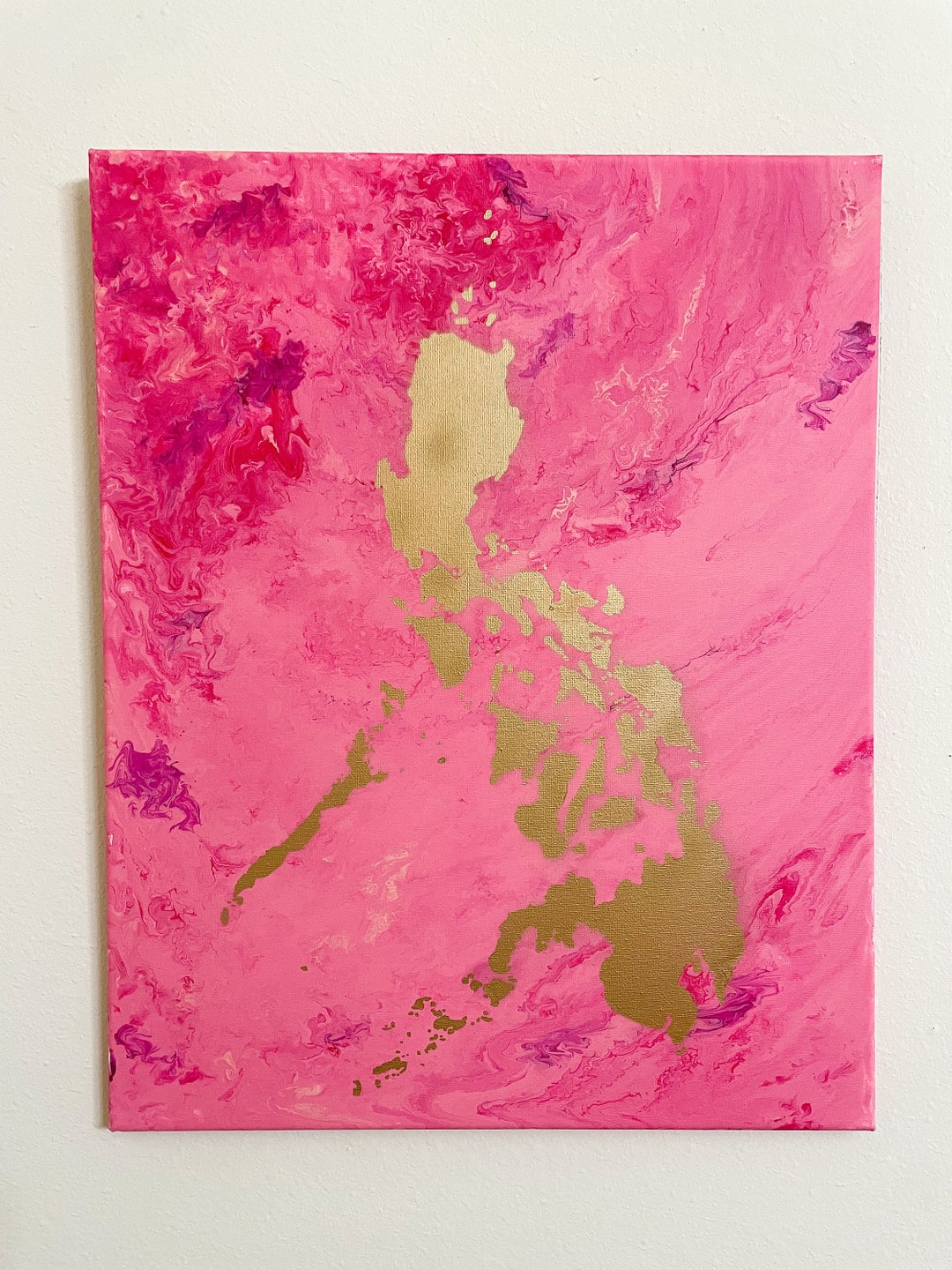 Dreamy Ocean, Golden Philippines Painting in Pink 1 philippine Islands ...