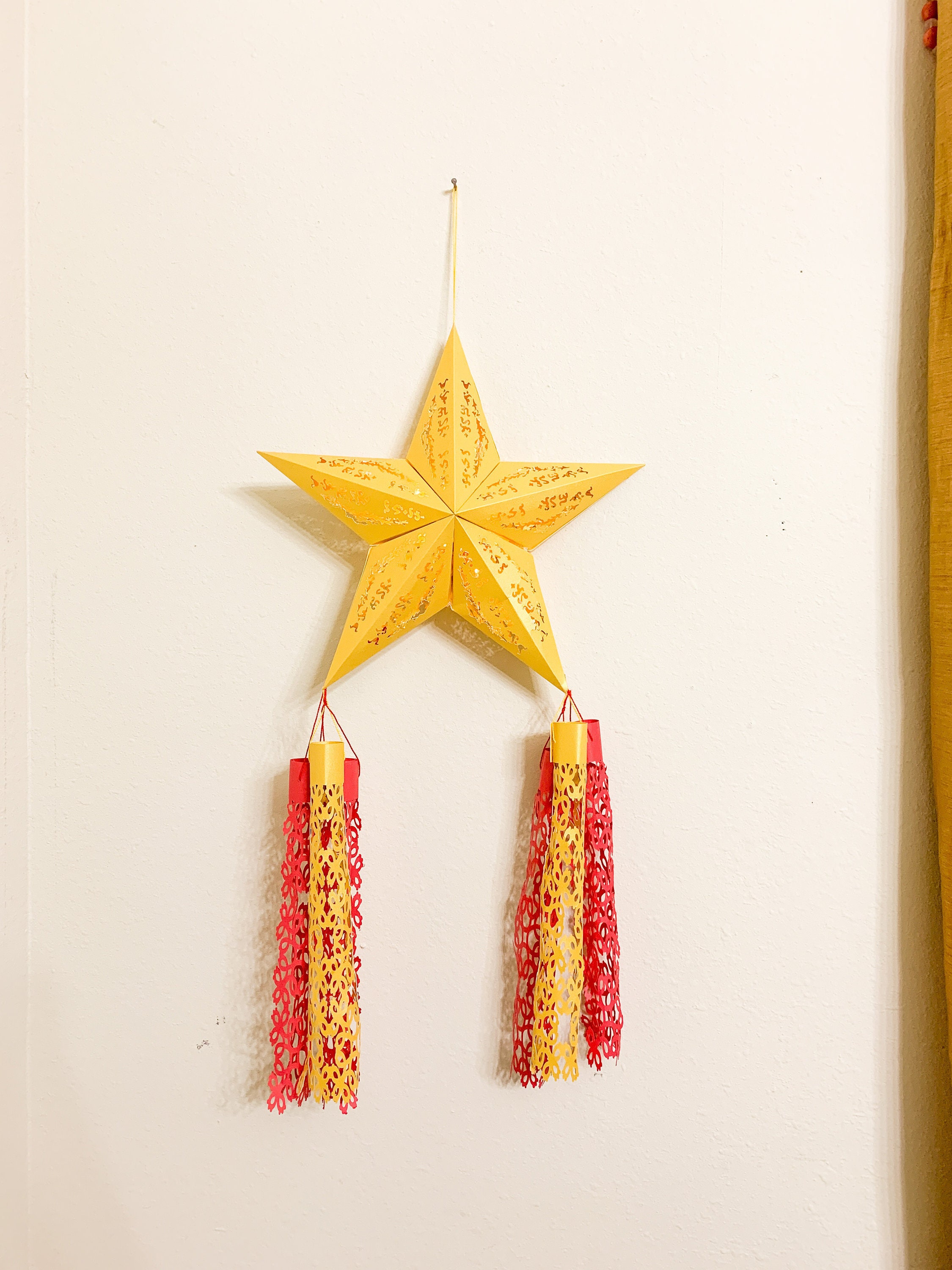 Lighted Filipino Christmas Parol Solid 2ftx1ft Gold/red, Intricate ...