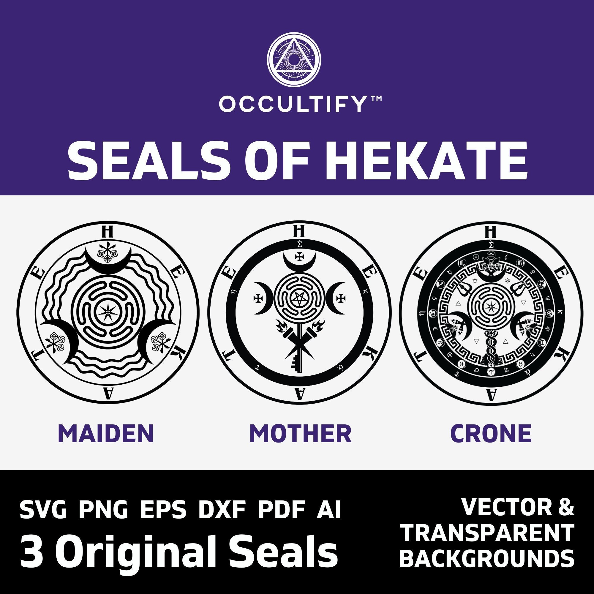 Triple Goddess 3 Seals of Hekate Hecate Digital Clipart - Etsy