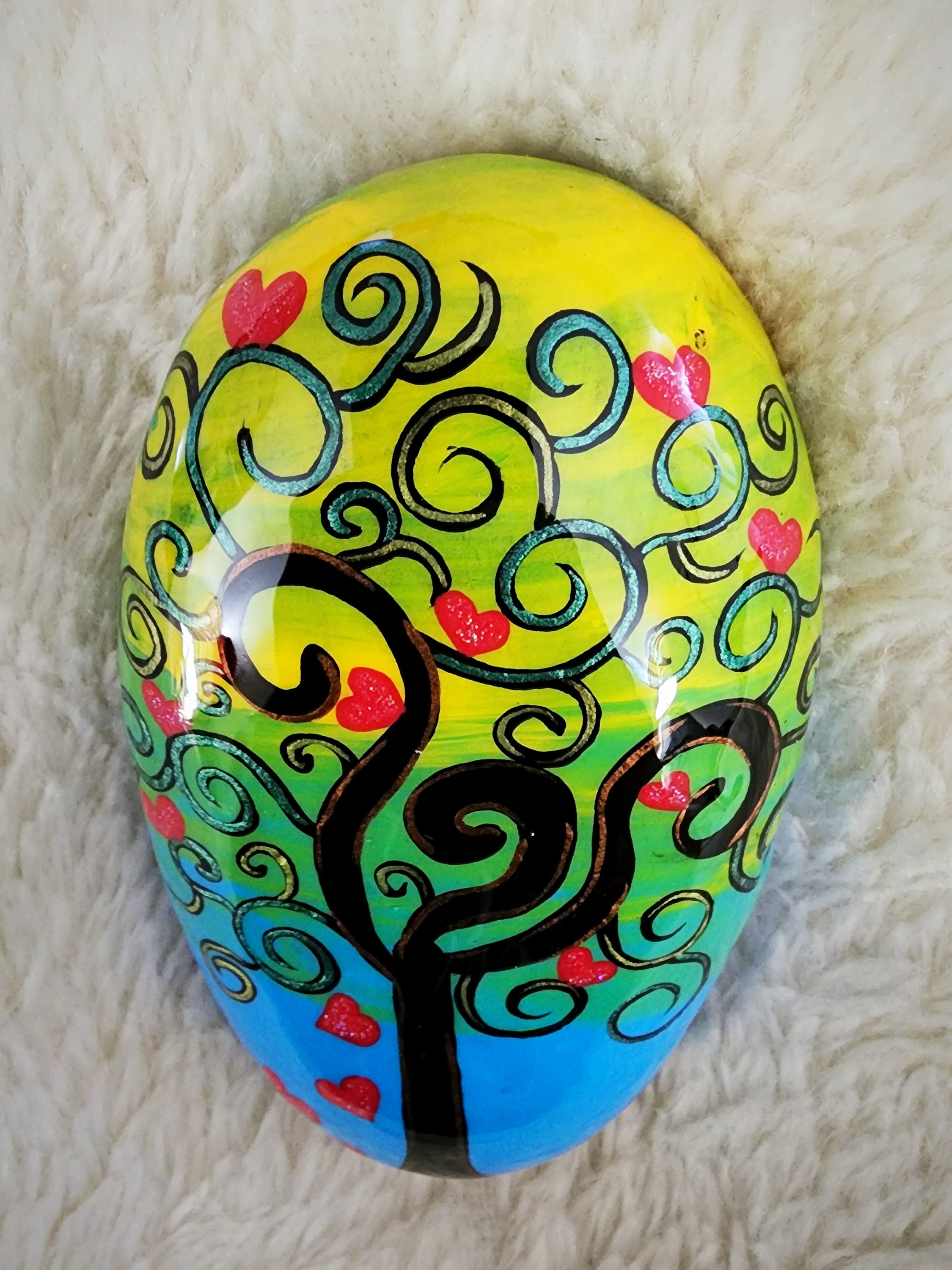 Love Tree Painted Rock Tree of Life Table Art Decor Hearts - Etsy