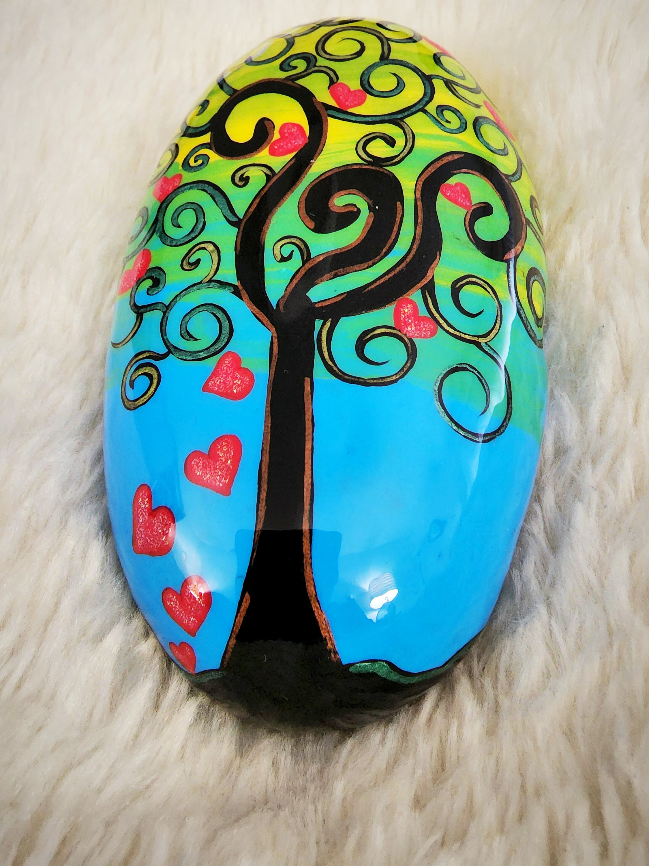 Love Tree Painted Rock Tree of Life Table Art Decor Hearts - Etsy