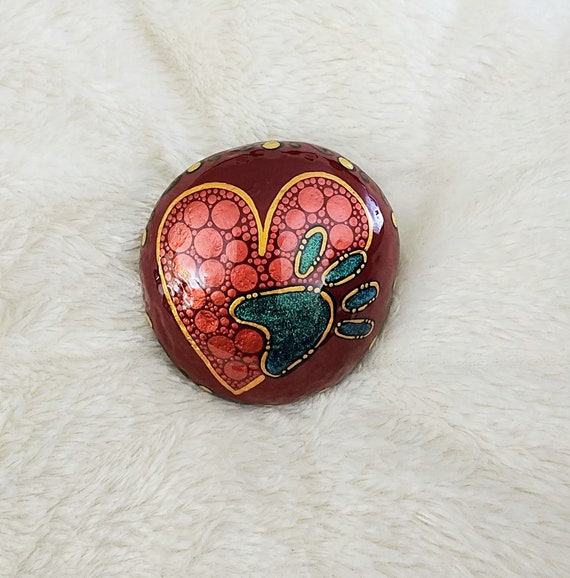 Paw Print Memorial Stone Painted Rock Pet Grave Decoration - Etsy
