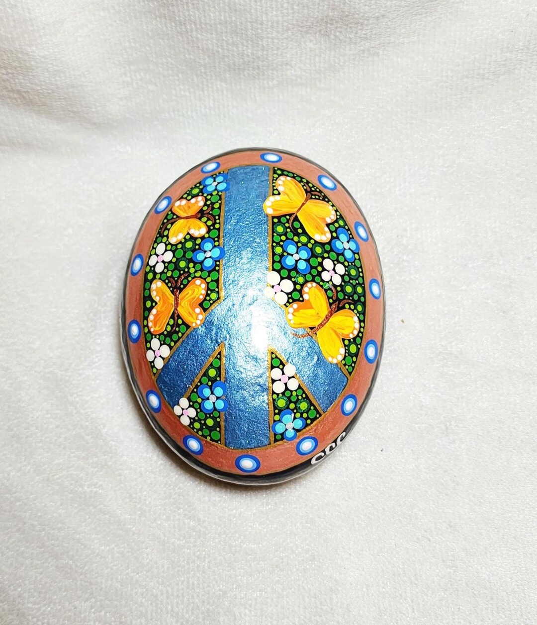 Flower Child Peace Sign Art: Hippie Room Decor, Stone Yard Art - Etsy