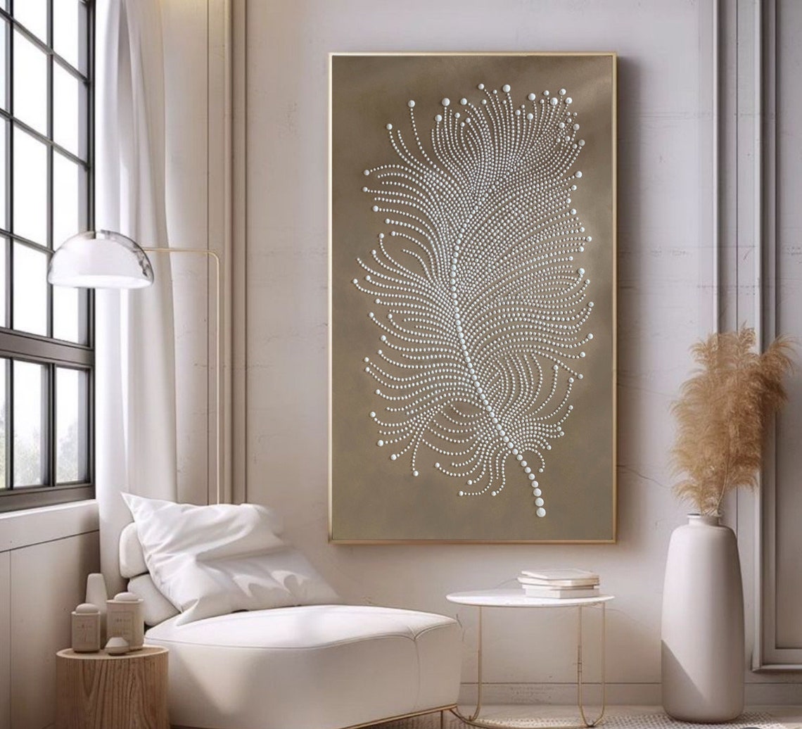 Extra Large Textured Modern Wall Art on Canvas 3D Points Wall Art ...