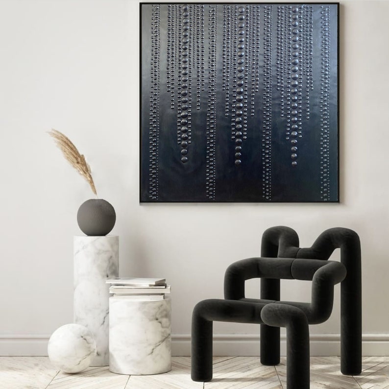 32x32 Black 3D Point Painting, Office Wall Decor, Rich Texture ...