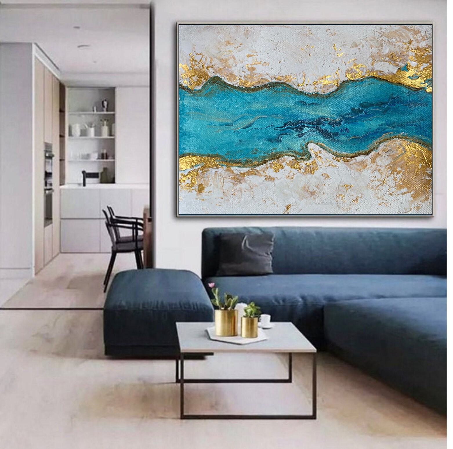 Coastal Abstract Painting Sarakiniko Beach in Milos Blue - Etsy