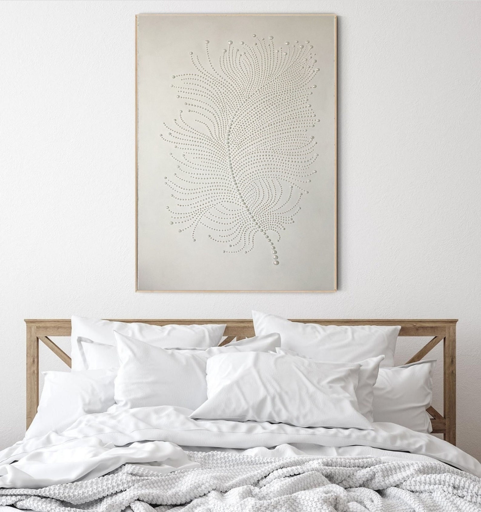 45x25 White 3D Painting, 3d Point Wall Decor, Rich Textured, Large ...
