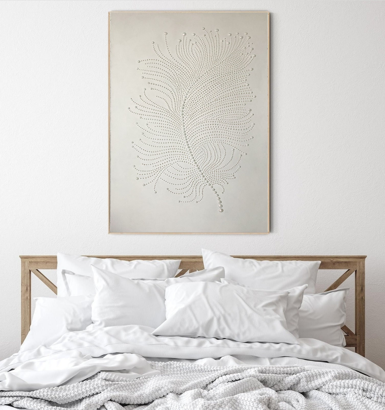 45x25 White 3D Painting, 3d Point Wall Decor, Rich Textured, Large ...