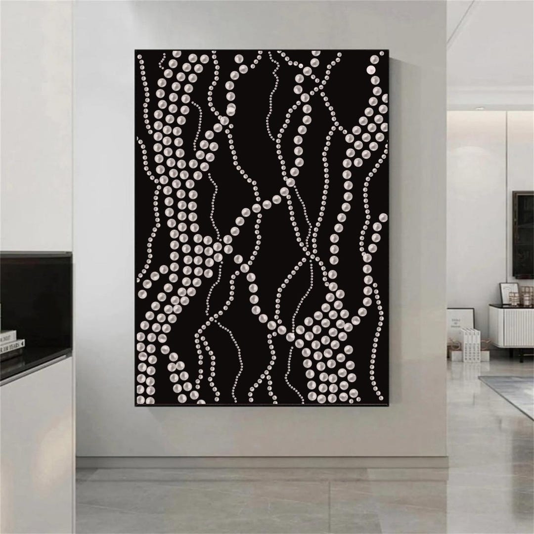 Large Black White 3D Points Wall Art Modern Wall Art on Canvas ...