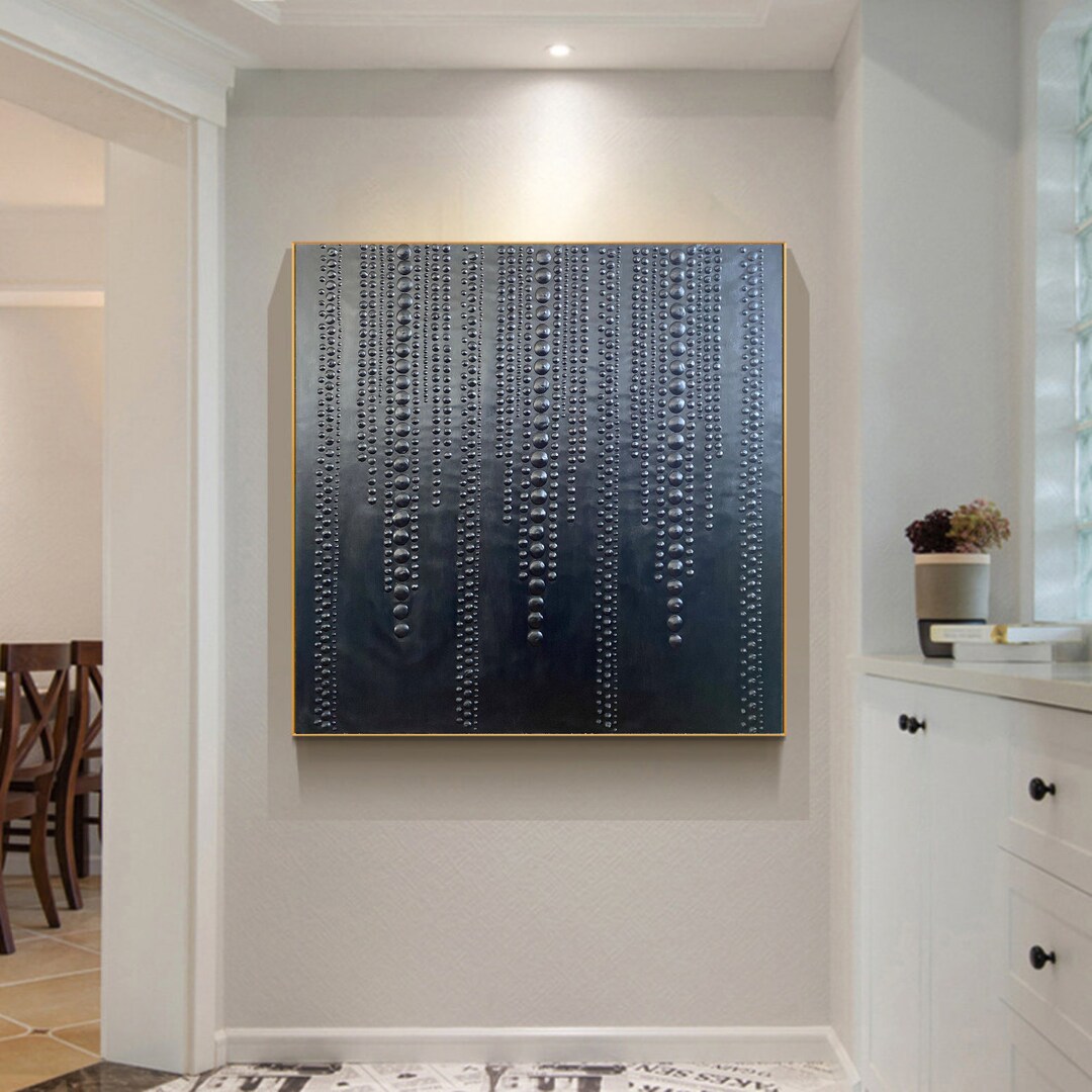 32x32" Black 3D Point Painting, Office Wall Decor, Rich Texture ...