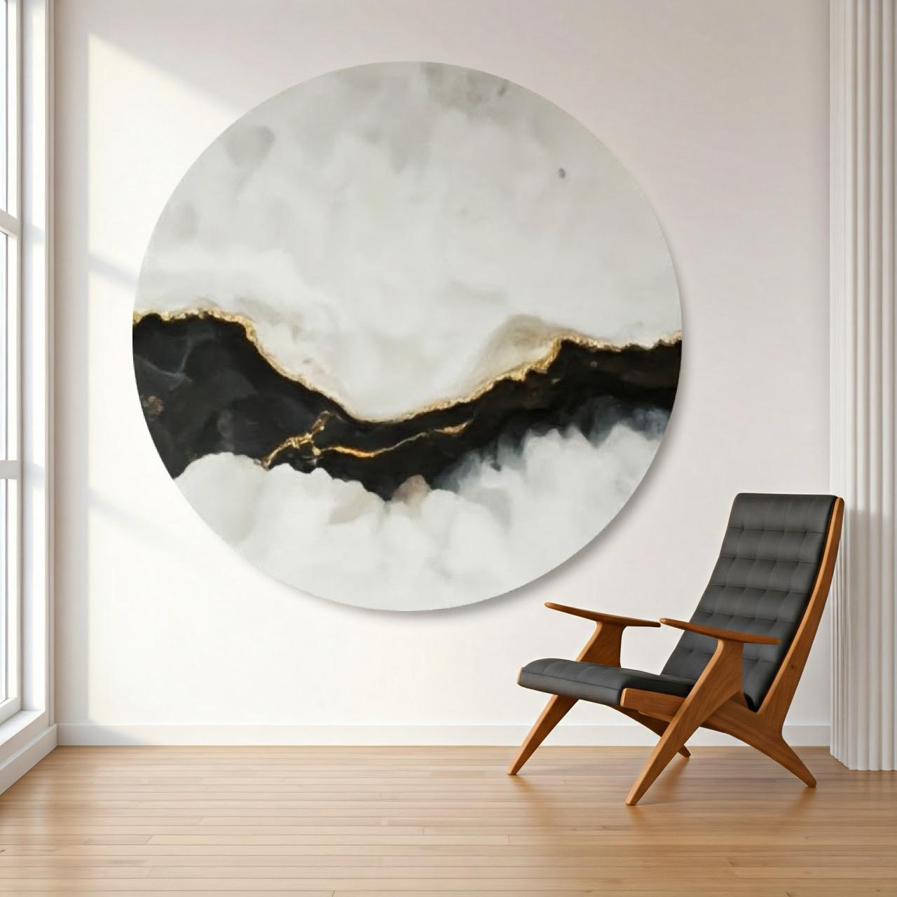 Round Original Abstract Painting, Minimalist Artwork, Modern Round ...