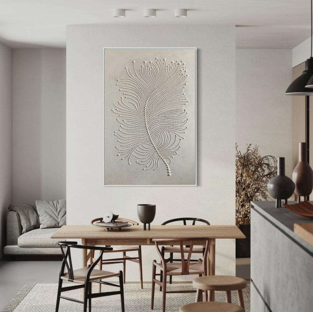 45x25 White 3D Painting, 3d Point Wall Decor, Rich Textured, Large ...