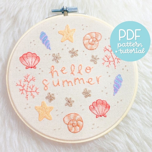 Summer Hand Embroidery Pattern Day at the Beach PDF - Etsy