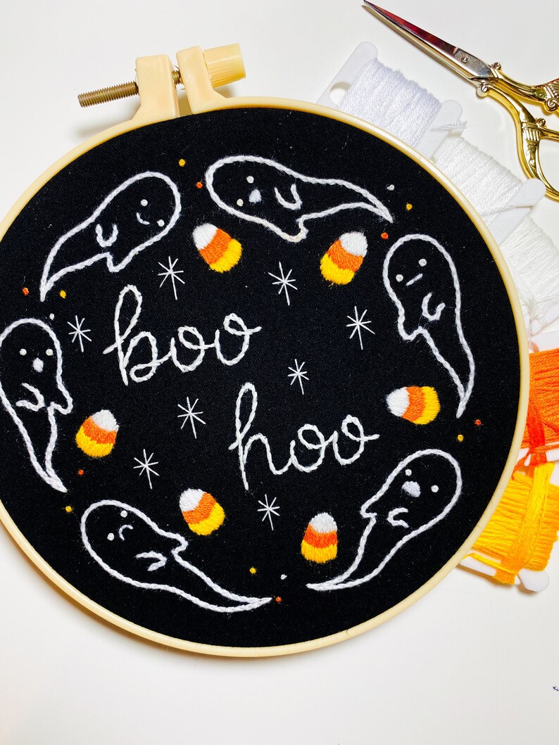 Halloween Series Boo Hoo Ghost Wreath Embroidery Pattern - Etsy