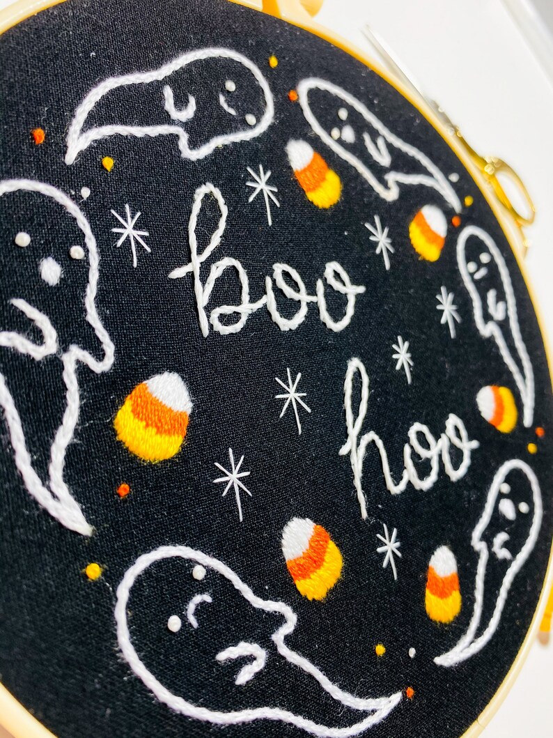 Halloween Series Boo Hoo Ghost Wreath Embroidery Pattern - Etsy
