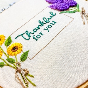 Thankful for You - Floral Embroidery Design - Hand Embroidery Pattern ...