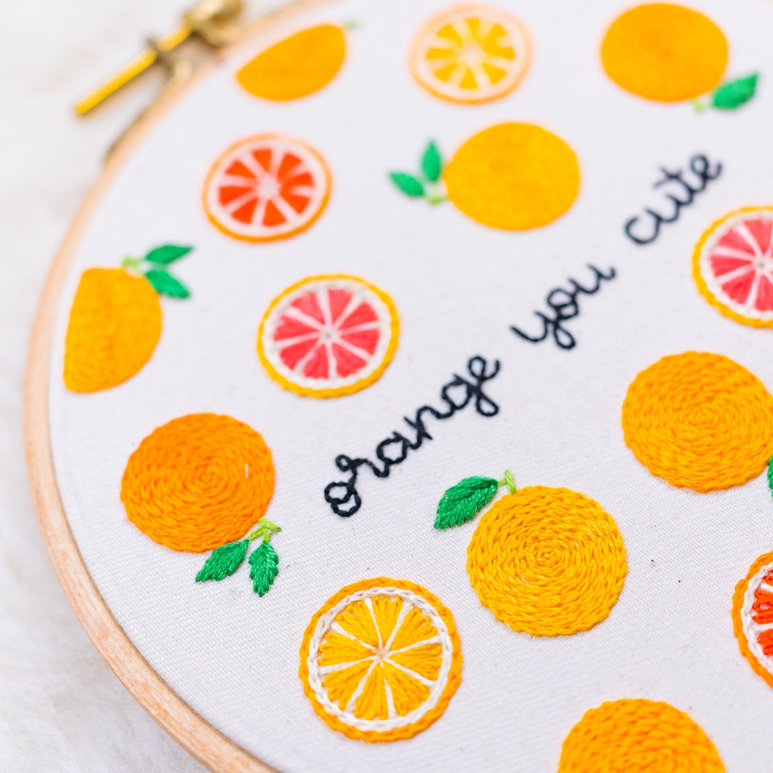 Orange You Cute - Fruity Puns Pattern - Hand Embroidery Design ...