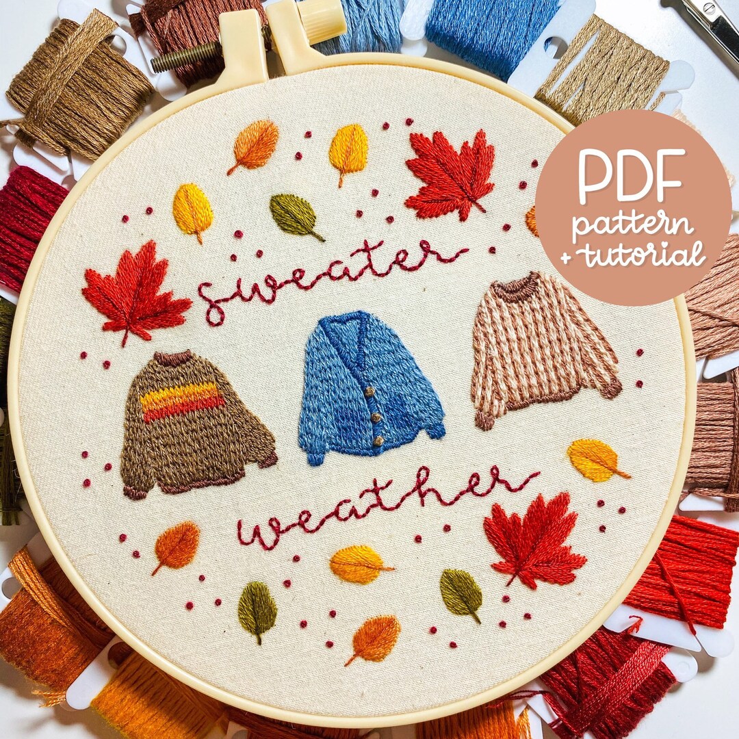 Autumn Series - Sweater Weather - Embroidery Pattern - PDF Instant ...