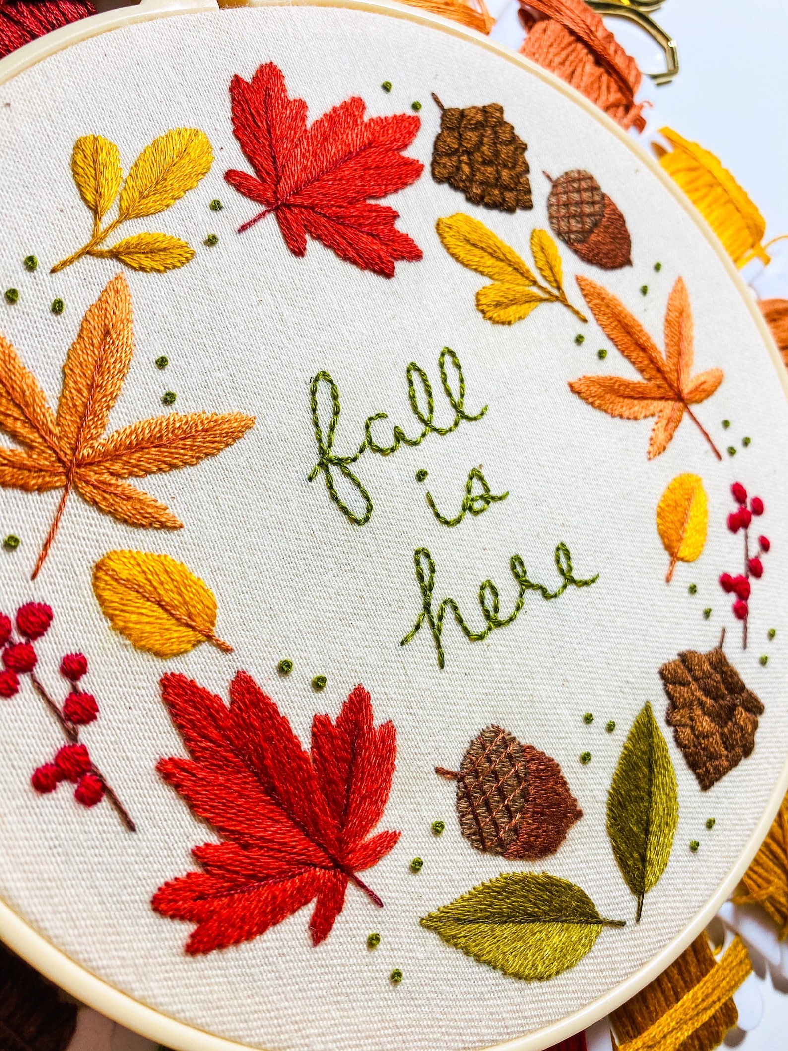 Autumn Series Autumn Wreath Fall is Here Embroidery | Etsy