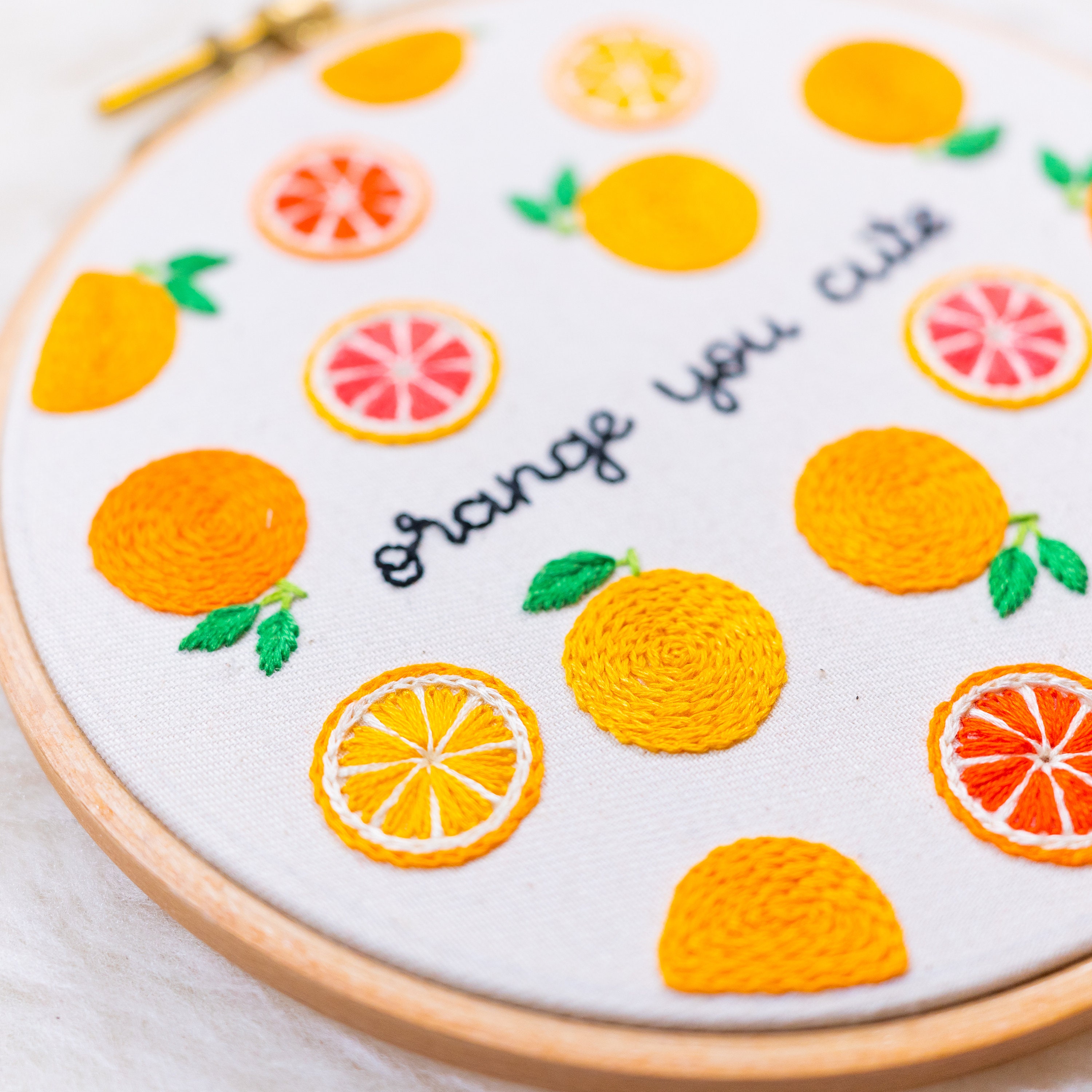 Orange You Cute - Fruity Puns Pattern - Hand Embroidery Design ...